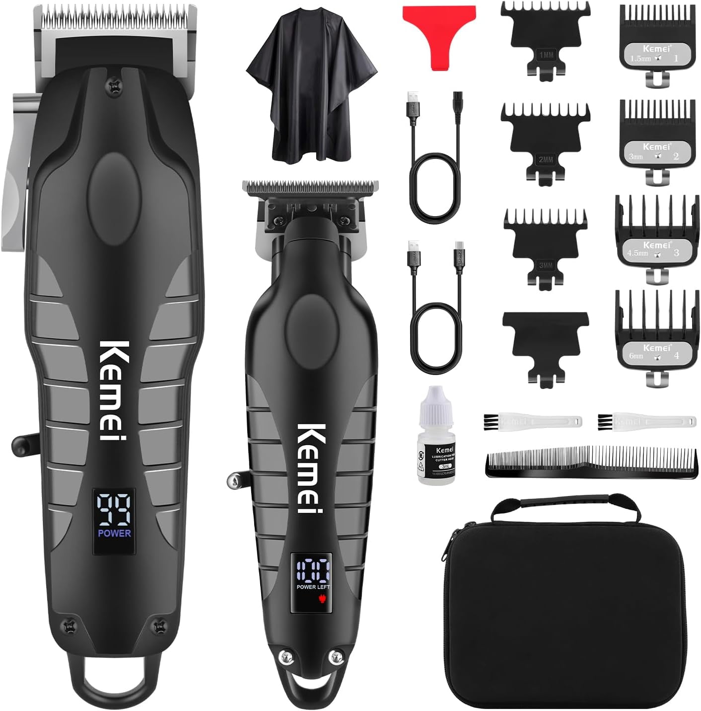 KEMEI Professional Hair Clippers for Men, Cordless Complete Barber ...