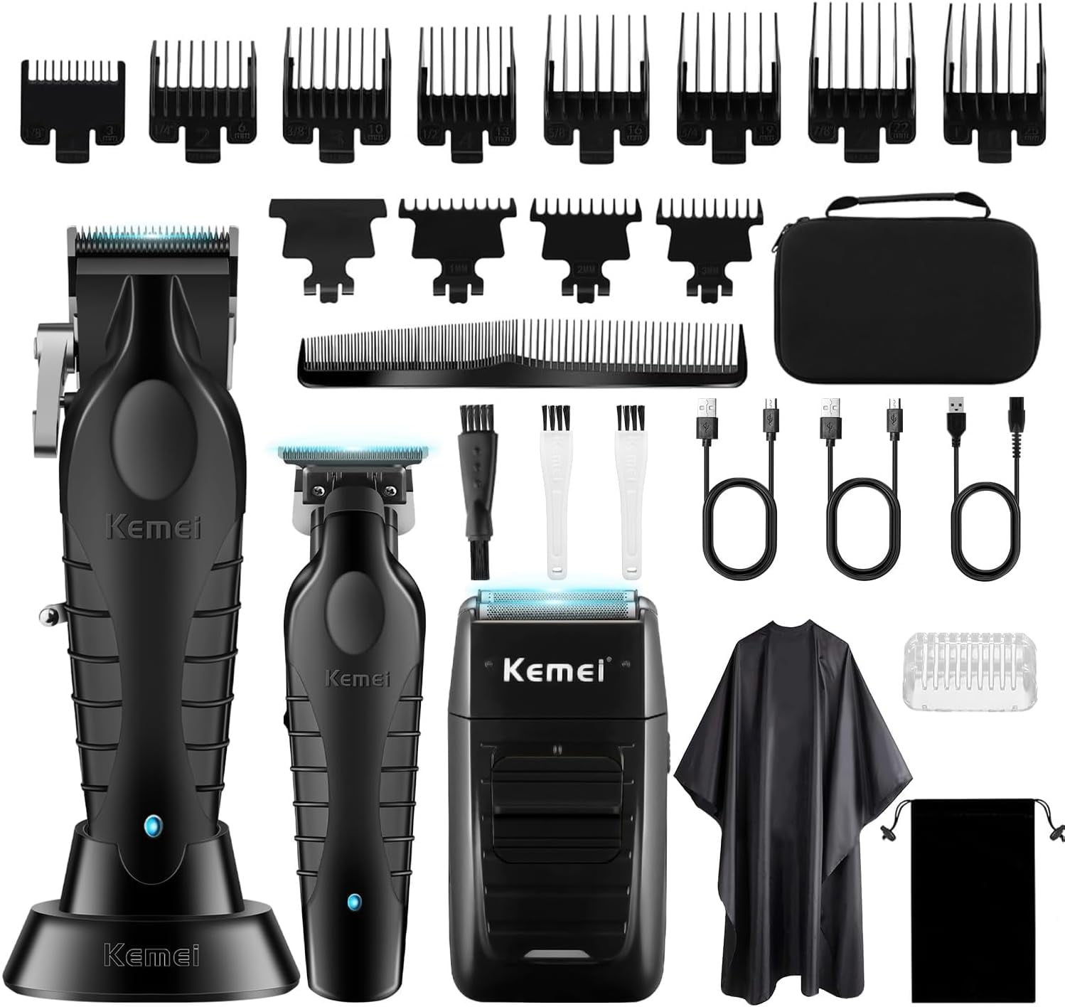 KEMEI Professional Hair Clippers Trimmer and Foil Shavers Set, Electric Hair Clippers for Men ...