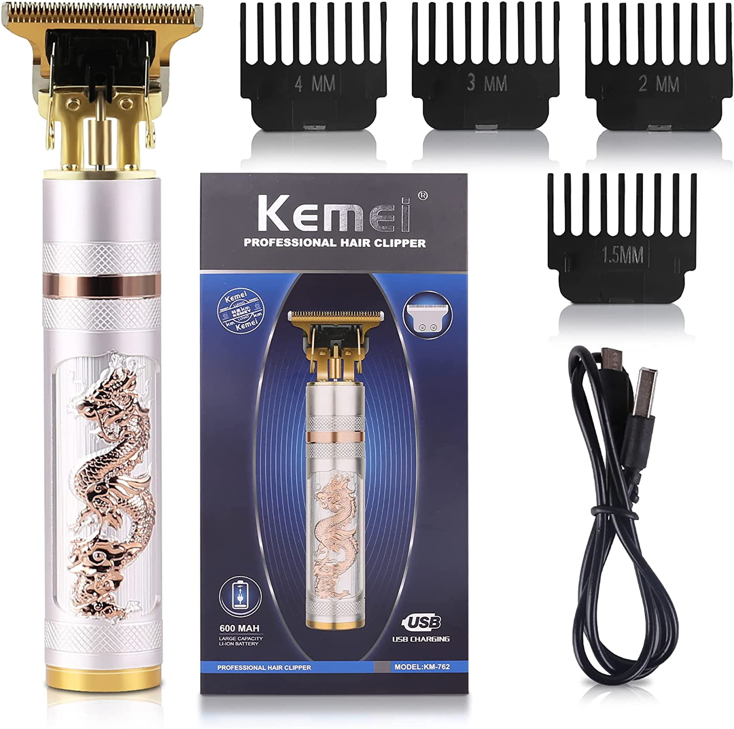 KEMEI Professional Hair Clippers for Men Pro Li Grooming Beard Trimmer ...