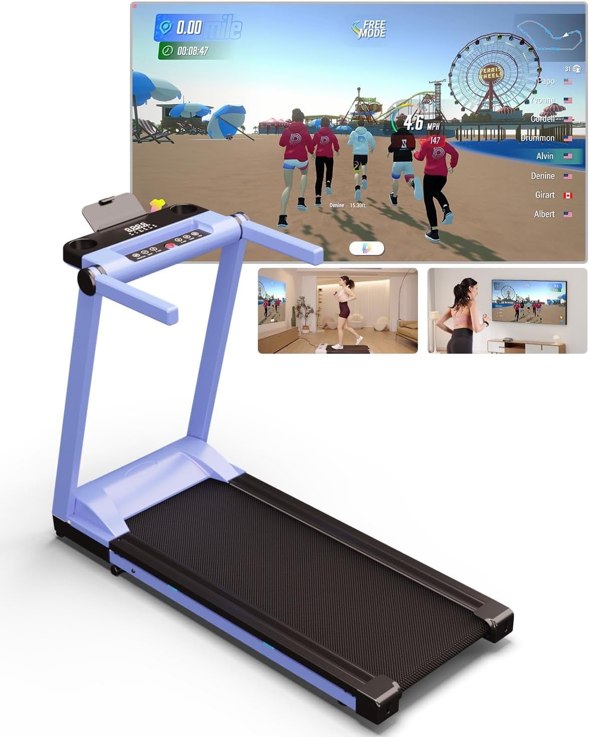 KEMIAO 3.5 HP Folding Treadmill, 350 lbs Capacity Exercise Treadmill ...