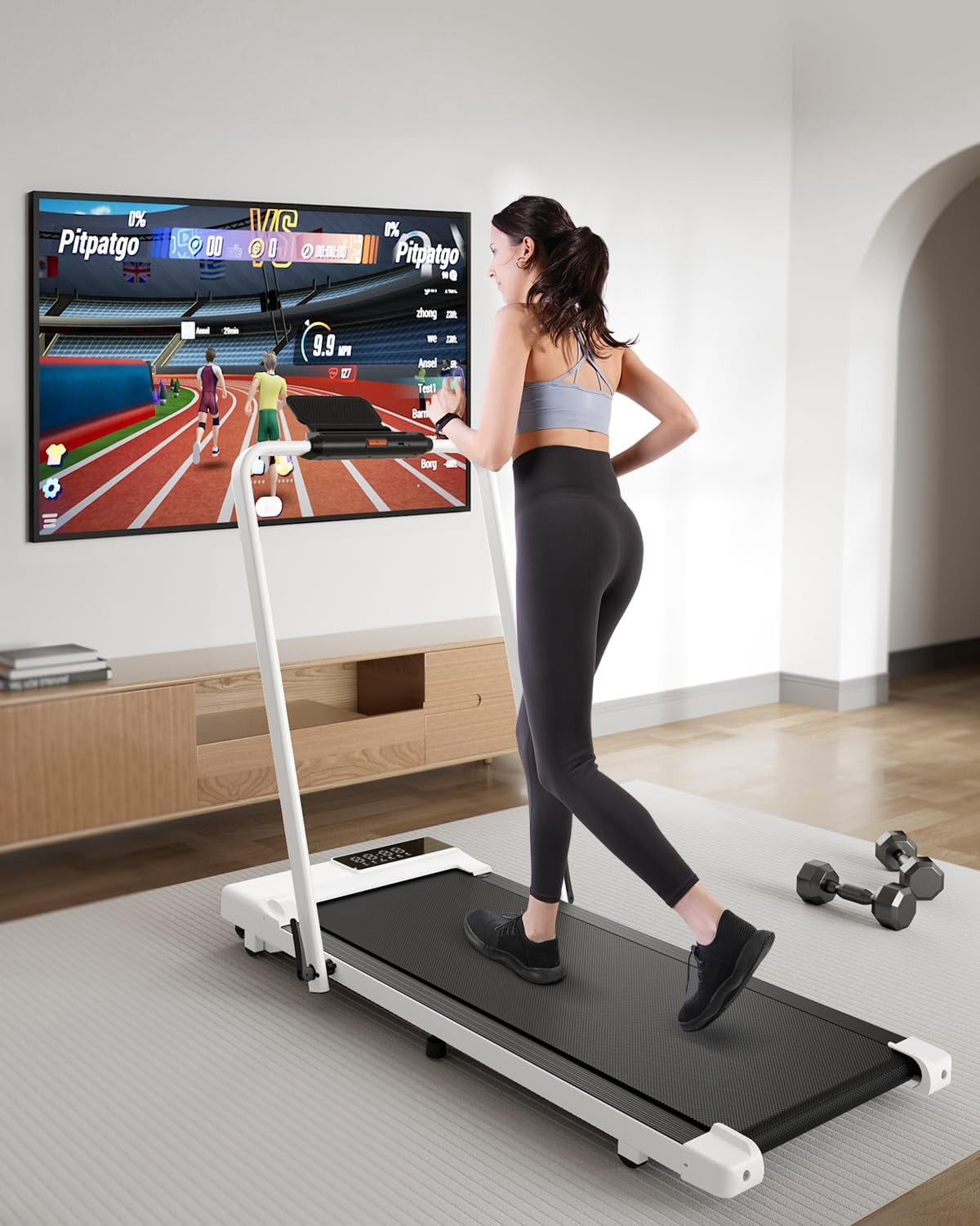 KEMIAO Folding Exercise Treadmill Max 300lbs,Exercise Treadmill with ...
