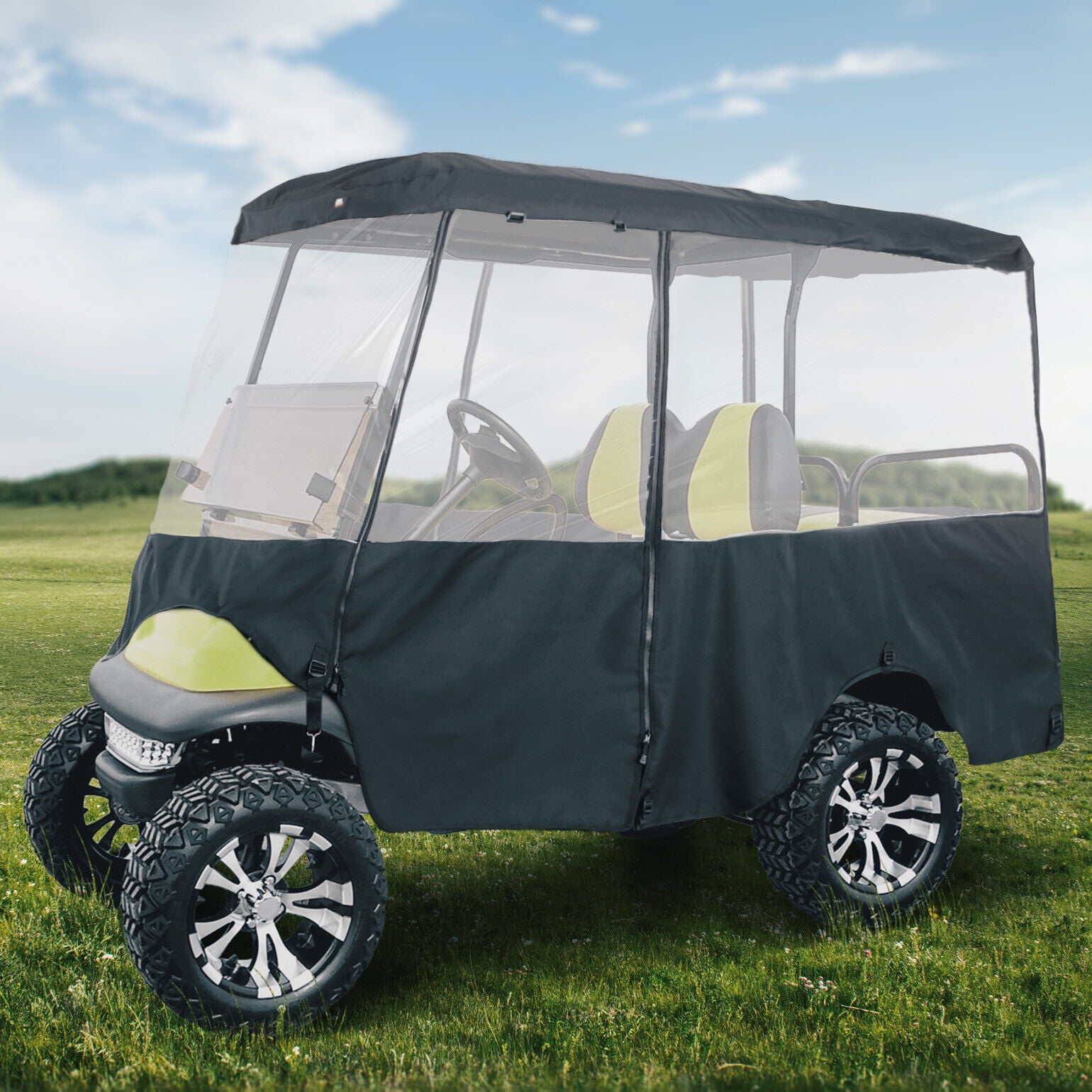 KEMIMOTO 600D Golf Cart Enclosure 2+2/4 Passenger Extended Roof up to 80" Compatible with Club ...