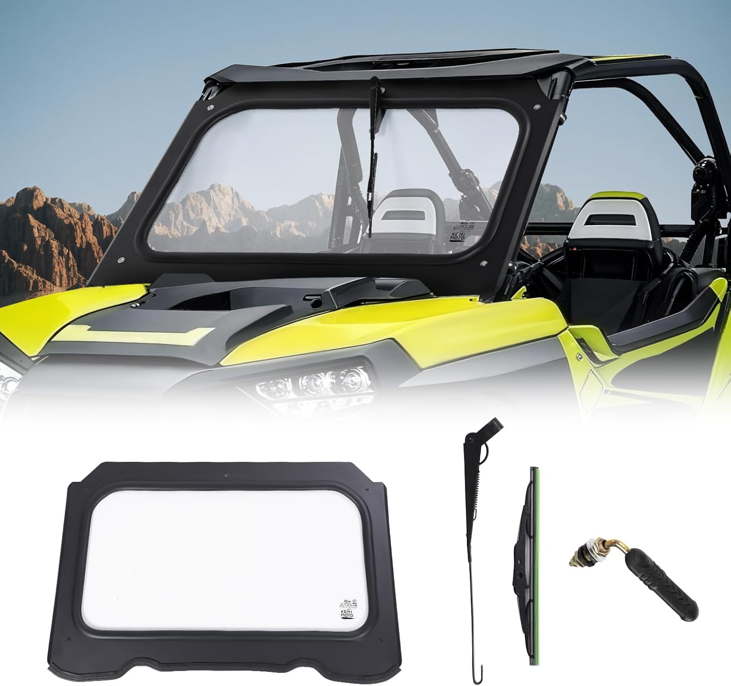 KEMIMOTO Front Glass Windshield with Manual Wiper Compatible w/ 2014 ...