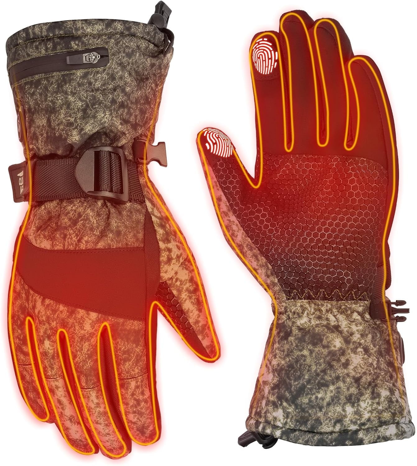 KEMIMOTO Men Heated Camo Hunting Gloves Winter Thermal Gloves ...