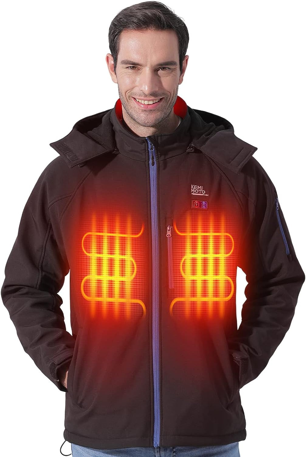 KEMIMOTO Heated Jackets with 9600mAh Battery Pack,Winter Outdoor Soft ...