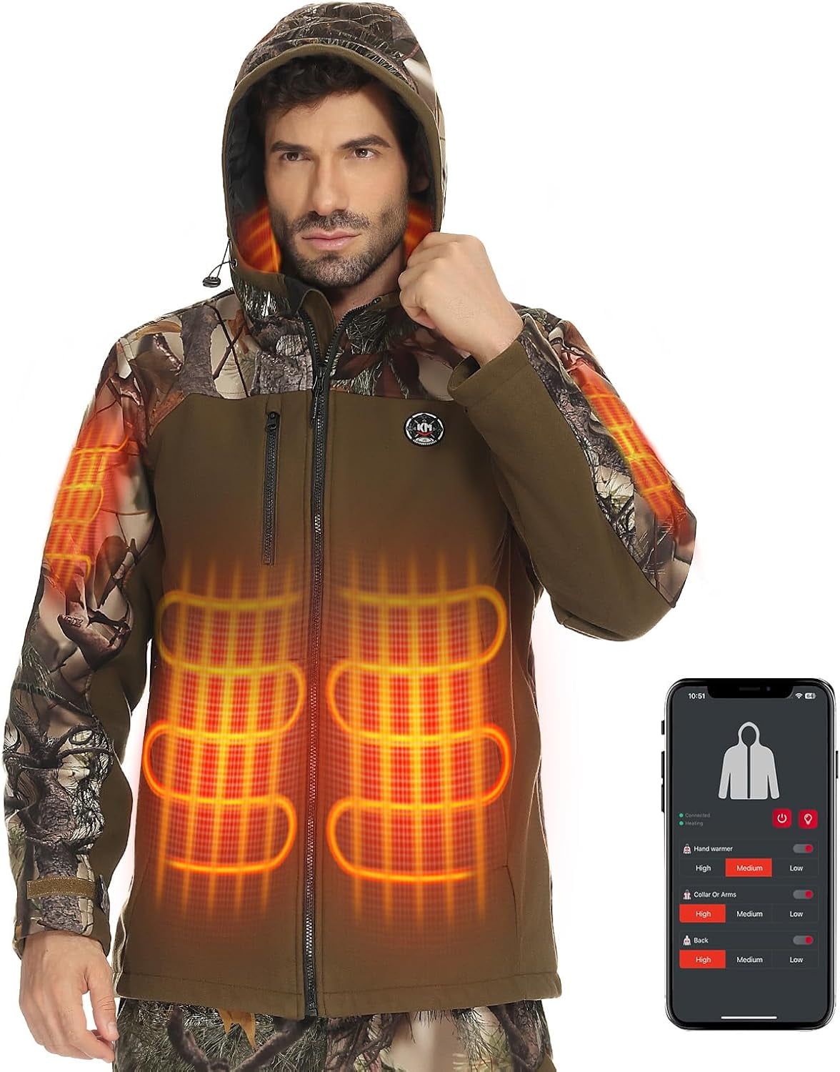 KEMIMOTO Mens Heated Jackets 12V 20000mAh Battery Pack Hooded Jacket ...