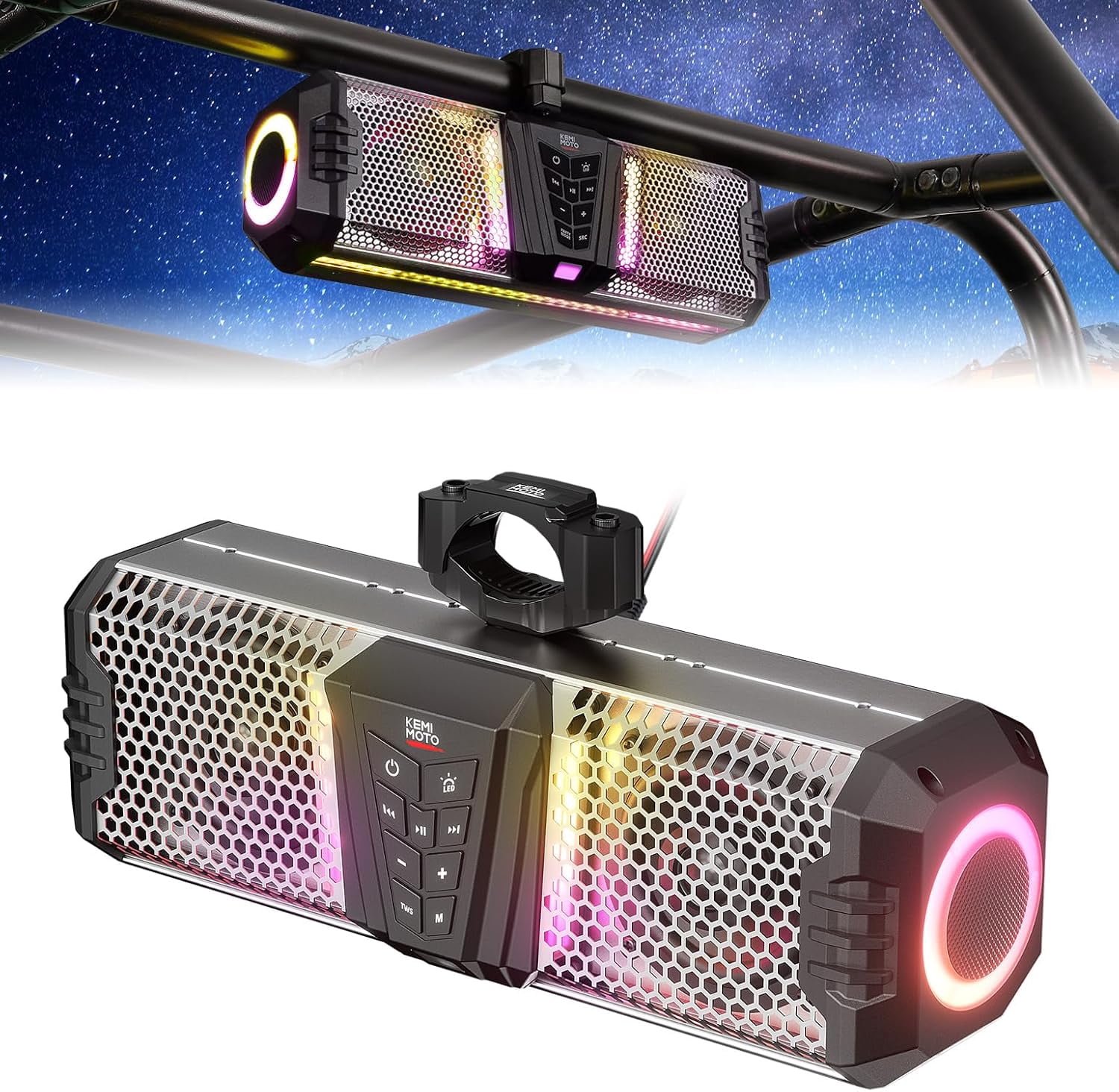 KEMIMOTO Midnight S40 16-inch Metal UTV Sound Bar Waterproof IP66 ...