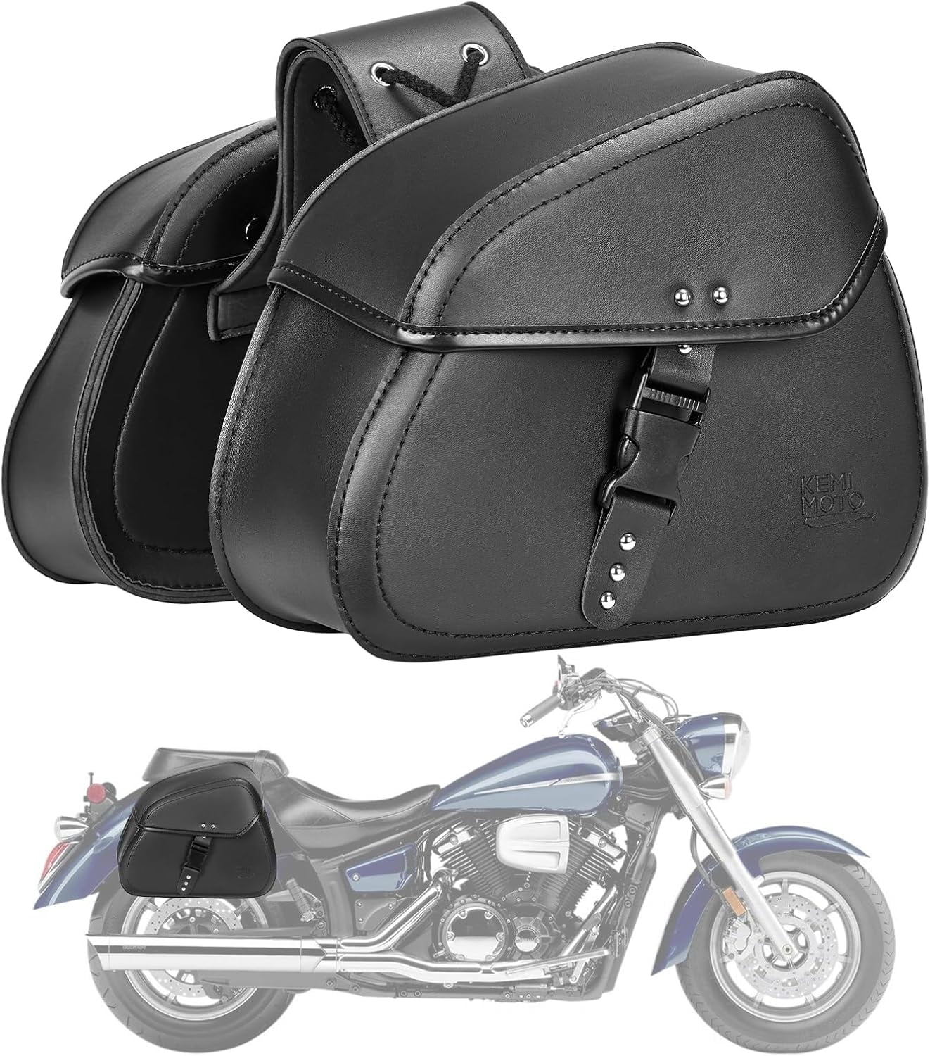 KEMIMOTO Motorcycle Saddlebags 16L Waterproof PU Leather for Sportster ...