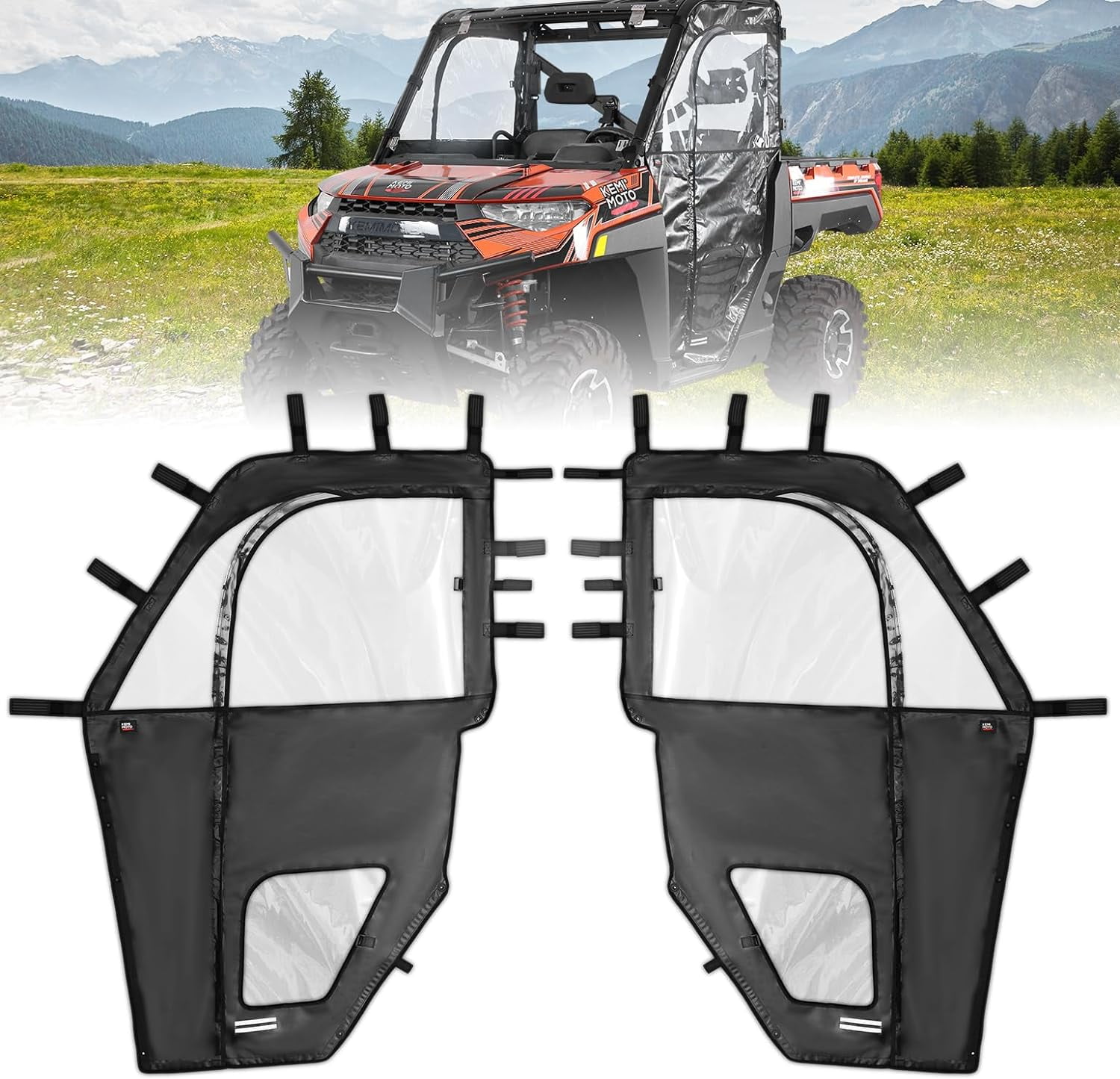 KEMIMOTO Soft Doors UTV Cab Enclosure Upper Doors Compatible with ...