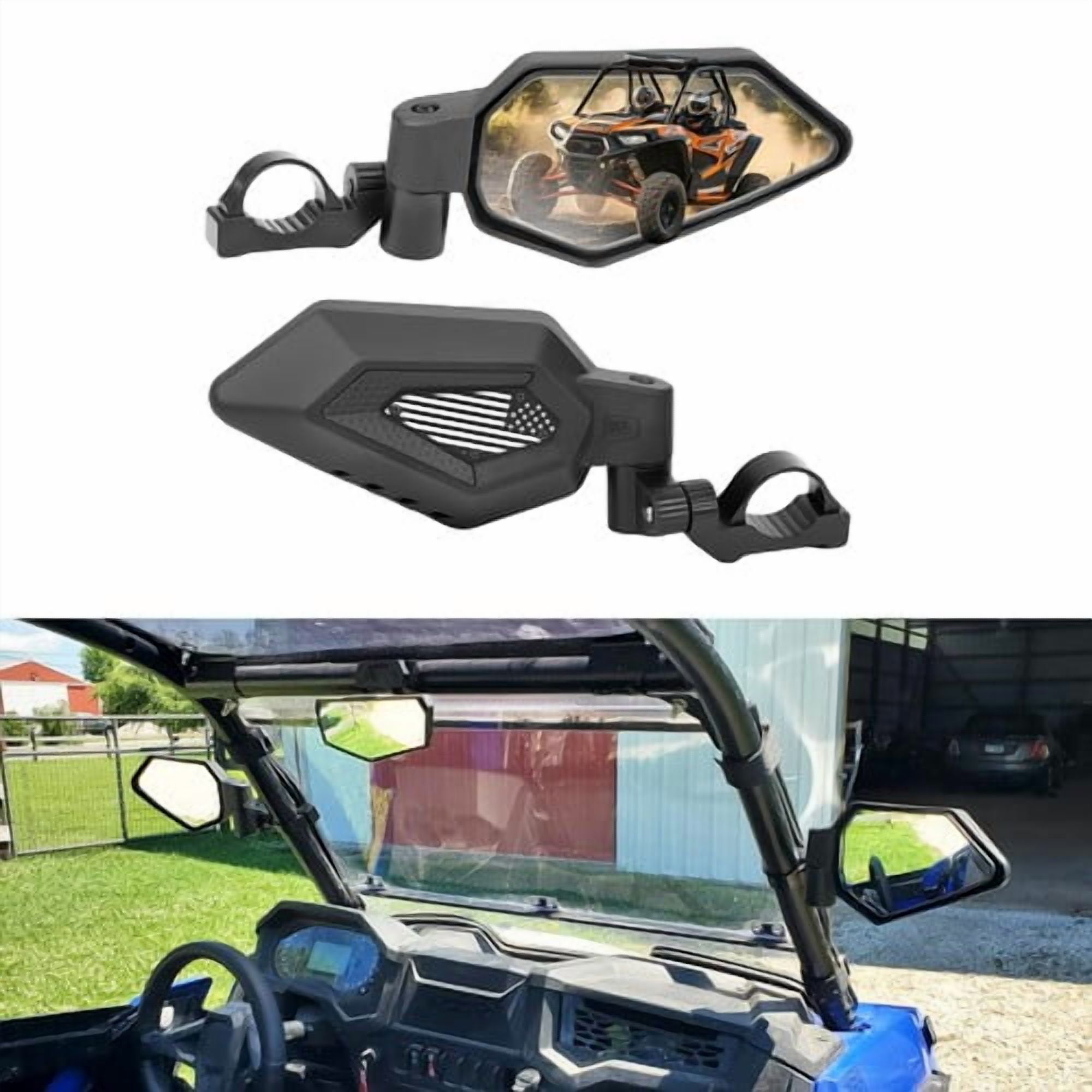 KEMIMOTO UTV Side Mirrors Auto-Fold Spring-Back 1.65"-2" Roll Bars ...