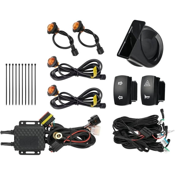 KEMIMOTO UTV Turn Signal Kit w/ Horn Pre-Wired Plug & Play Blinker ...