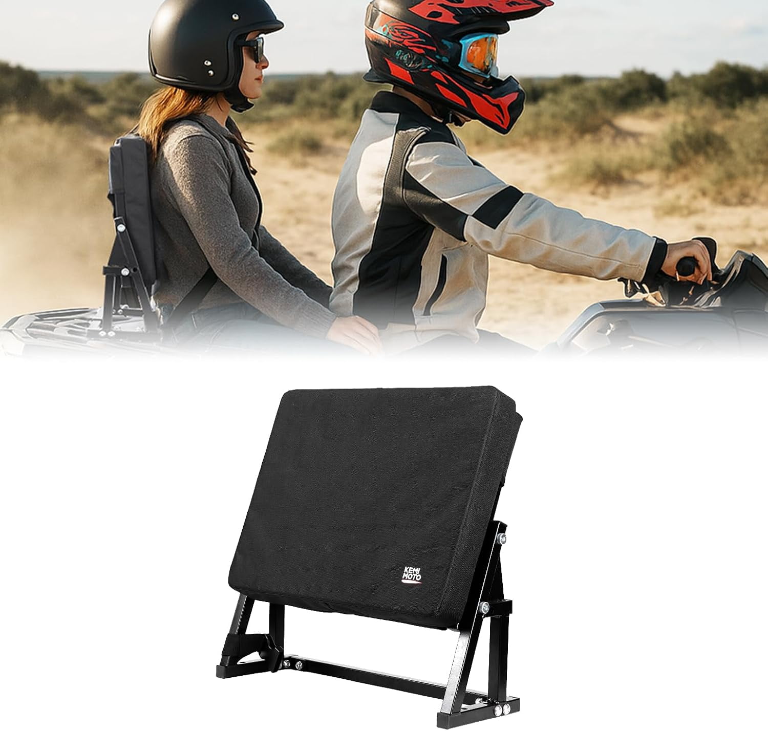 KEMIMOTO Universal ATV Backrest w/ Storage Pocket Heavy Duty Steel ...