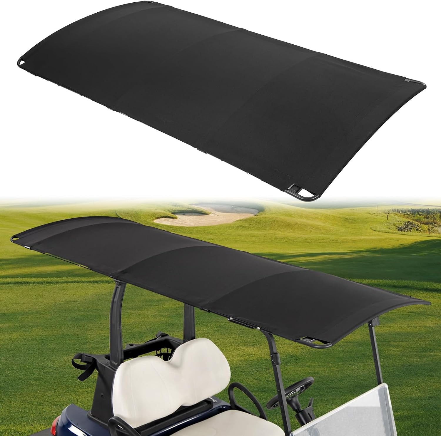 KEMIMOTO Golf Cart Sun Top Canvas, 2-Seat, Universal Roof Tubular ...