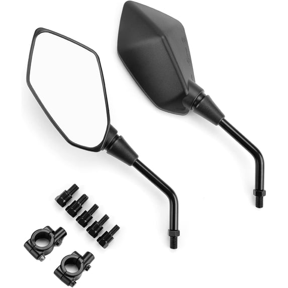 KEMIMOTO Universal Motorcycle Mirrors, Convex Handlebar Rear View Side ...