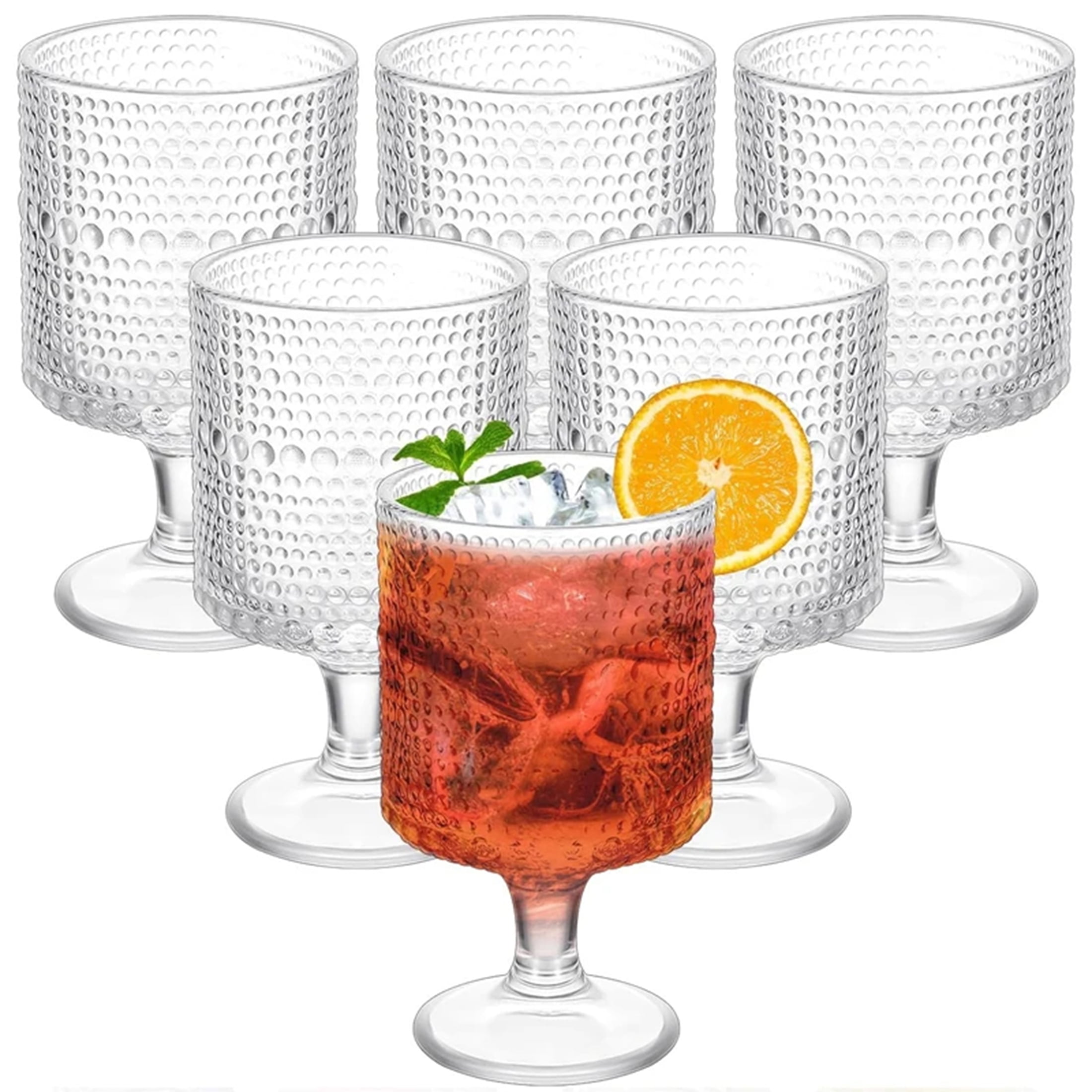 KEMORELA 6PCS Ice Drink Goblets Vintage 8 Ounces Glass Mixed Drink Cups ...