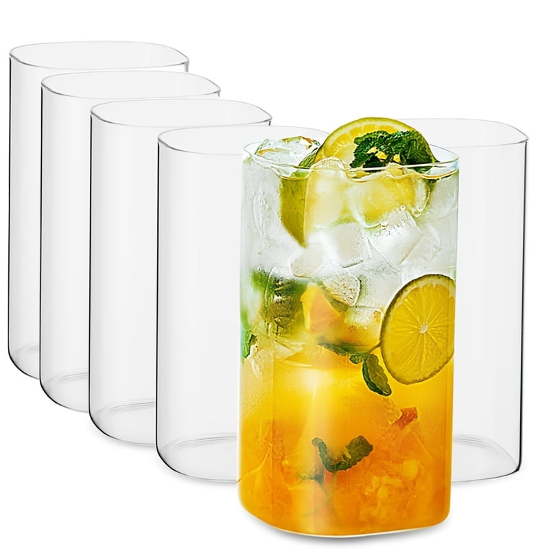 KEMORELA Drinking Glasses Thin Square Set of 6 - 13 OZElegant Bar ...