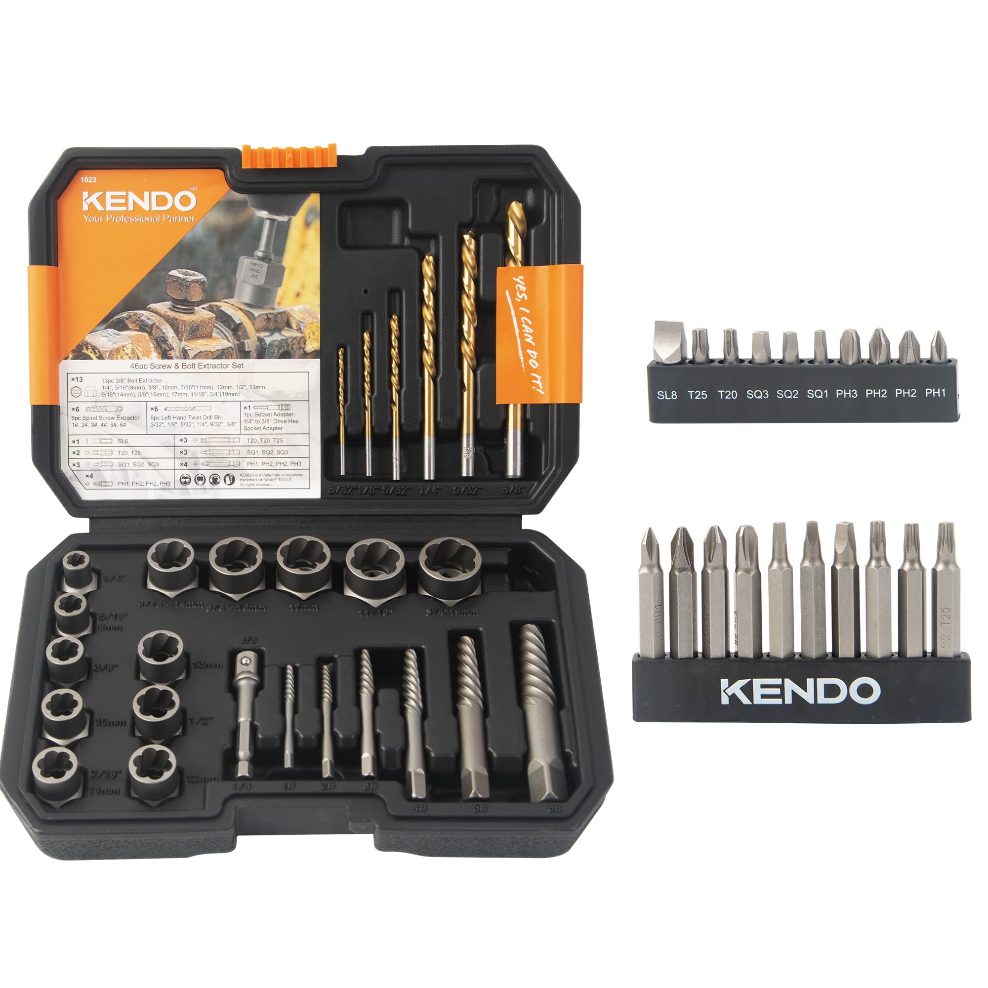 KENDO 46PC HSS Damaged Screw Extractor Set - Remover for Stripped ...