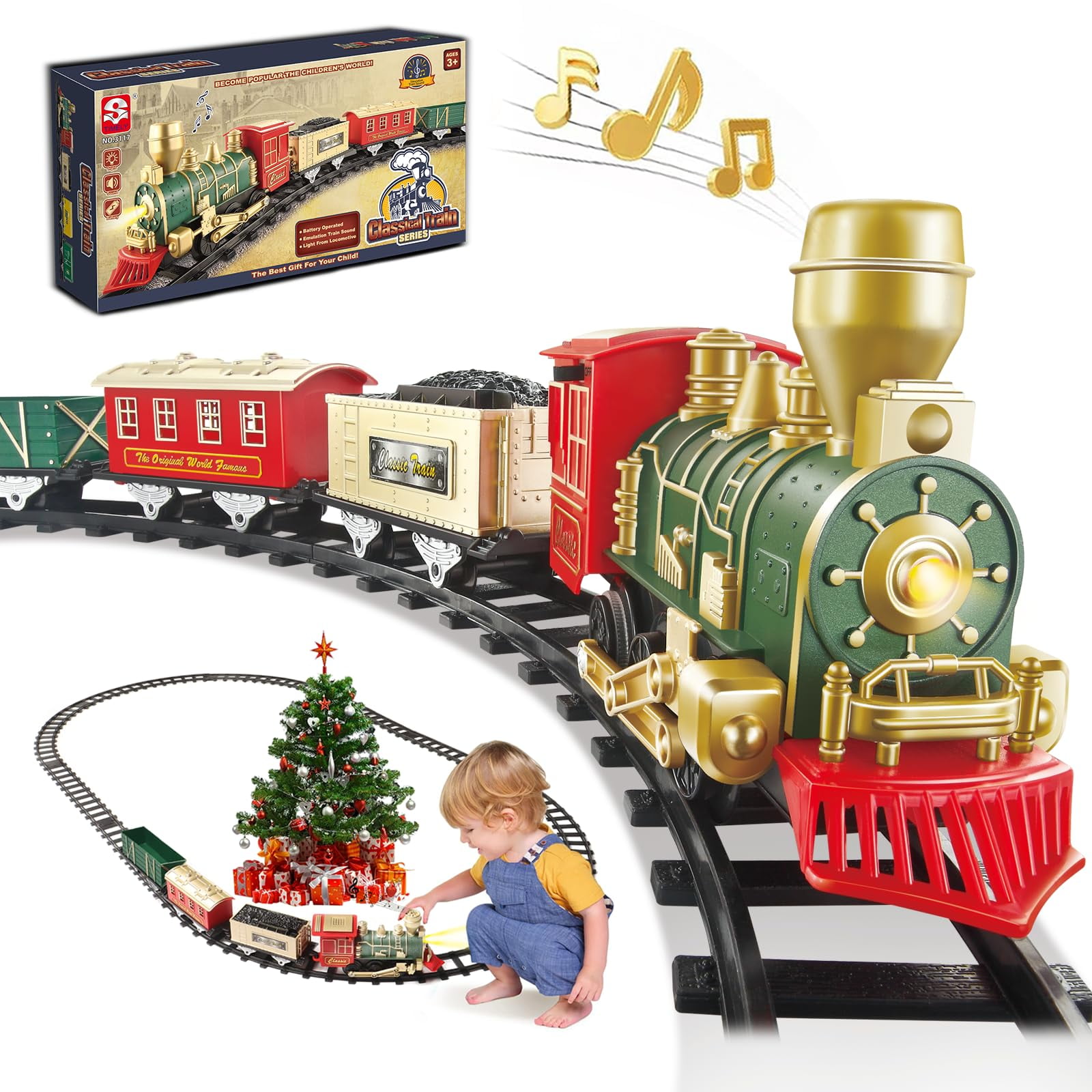 KENH Christmas Train Set for Tree - Electric Toy Train w/Light & Sounds ...