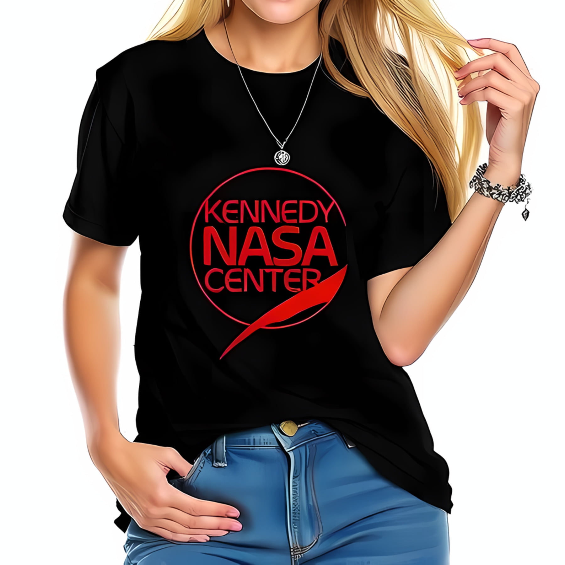 KENNEDY CENTER Cotton Short Sleeve T-Shirt - Bold Red on Black Stylish ...