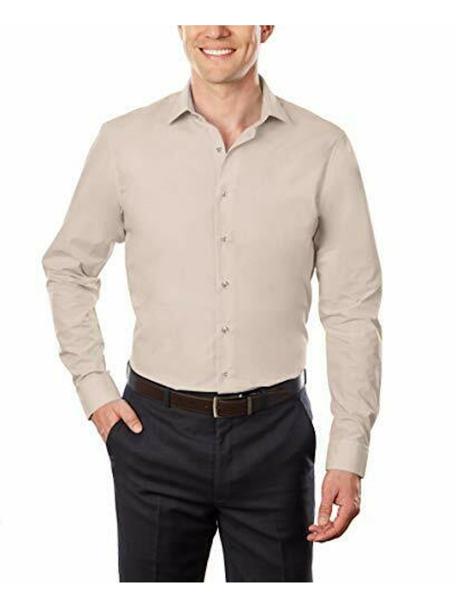 KENNETH COLE Mens Beige Collared Dress Shirt L 16/16.5- 32/33 - Walmart.com