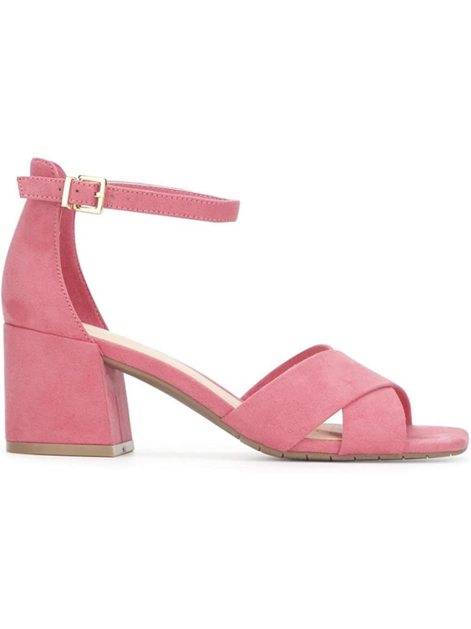 KENNETH COLE Womens Pink Ankle Strap Padded Mix X-band Square Toe Block ...
