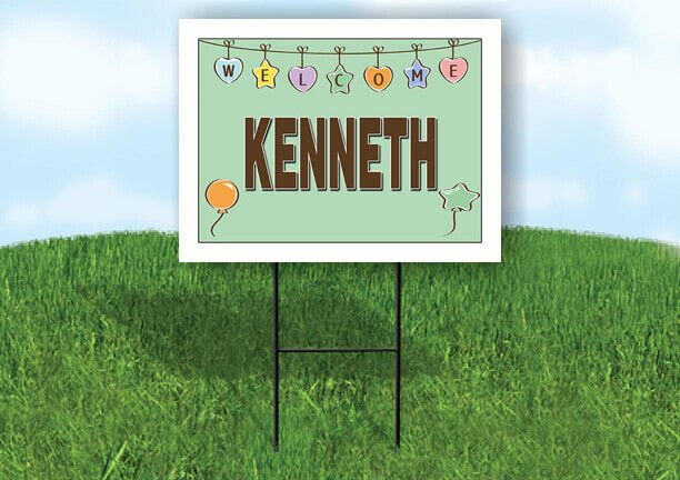 KENNETH WELCOME BABY GREEN 18 in x 24 in Yard Sign Road Sign with Stand ...
