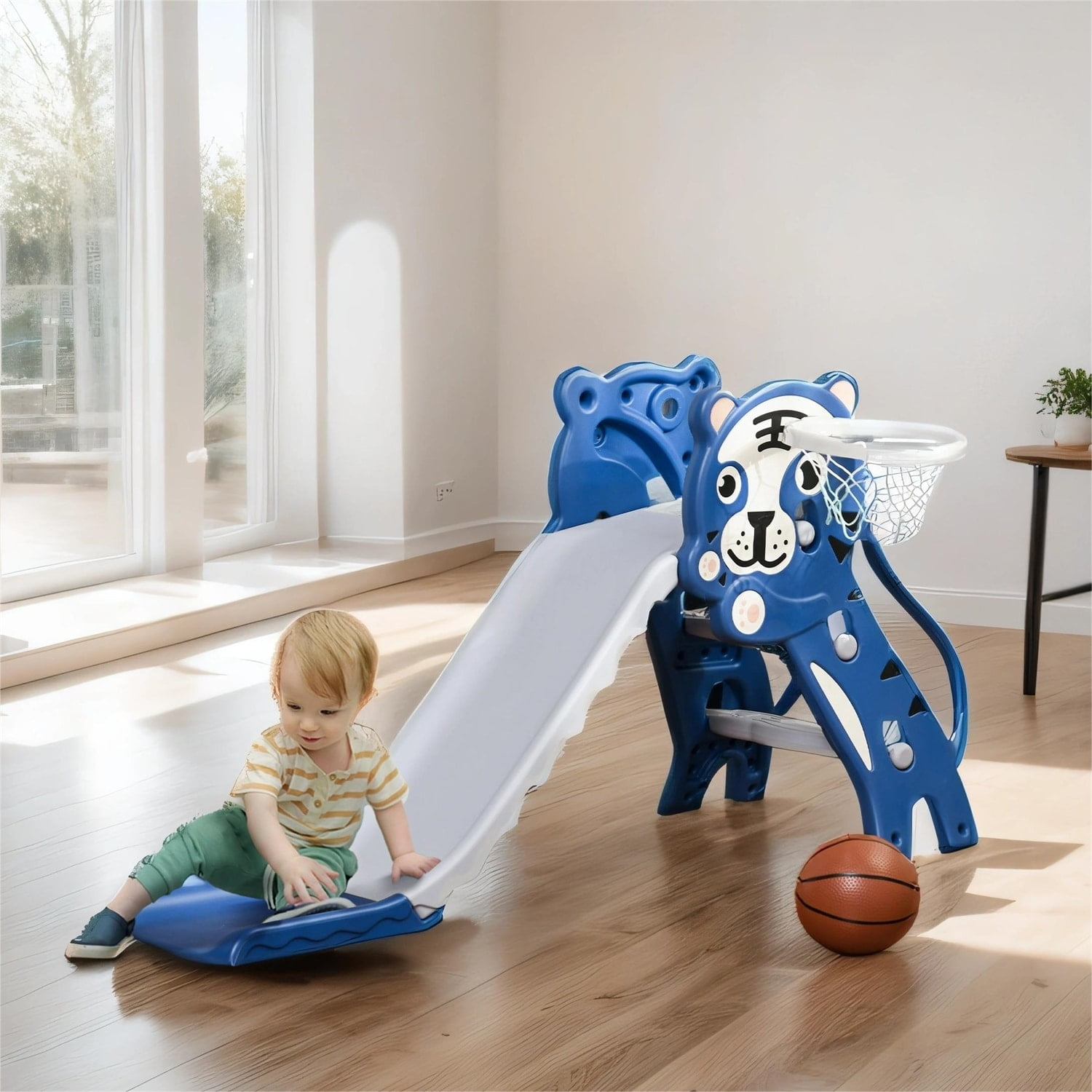 KENROYHOME 2 in 1 Toddler Slide, Easy Set Up Baby Slide with Basketball ...