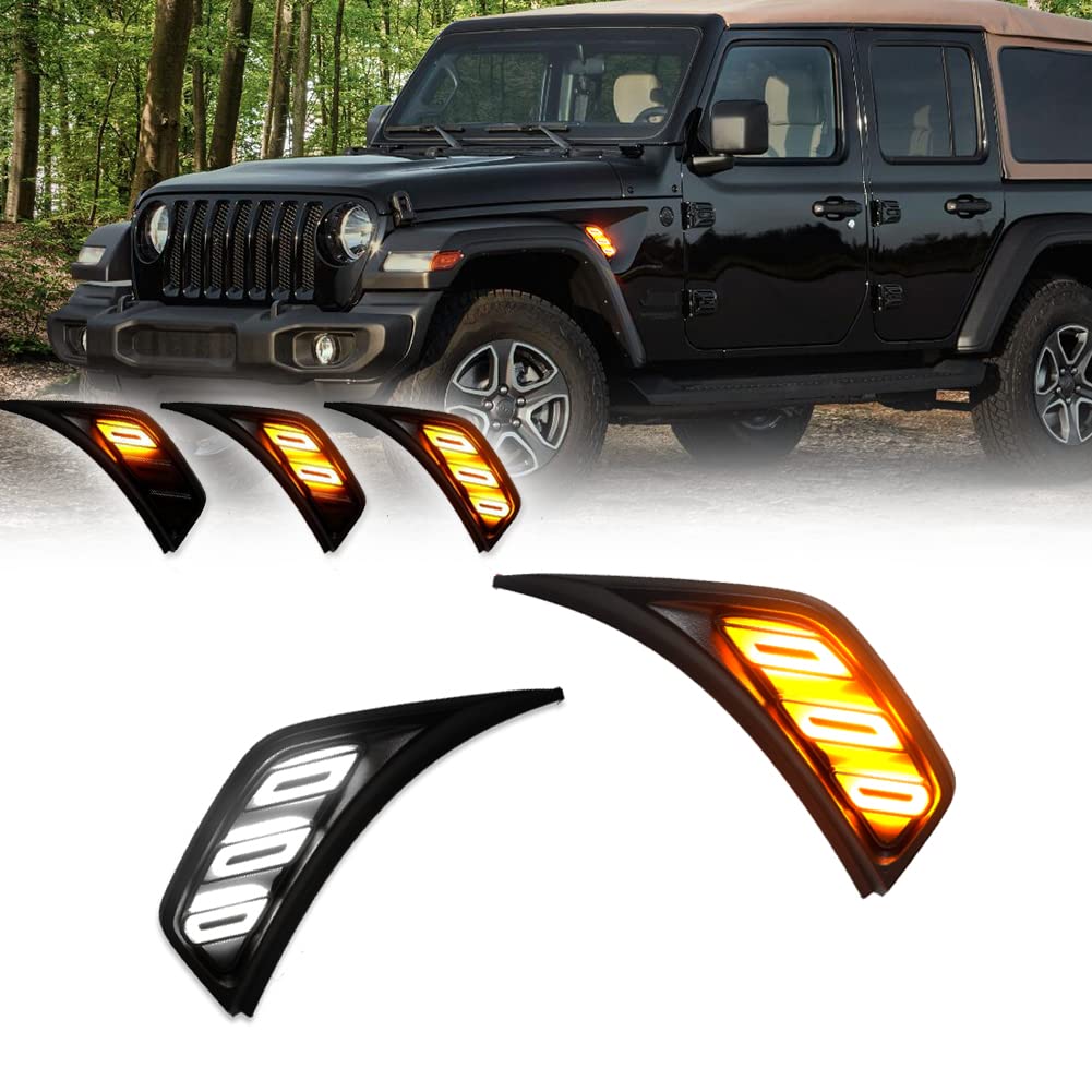 KENRTIR for 2018 2019 2020 2021 2022 Jeep Wrangler JL JLU Gladiator JT LED Sequential Side ...