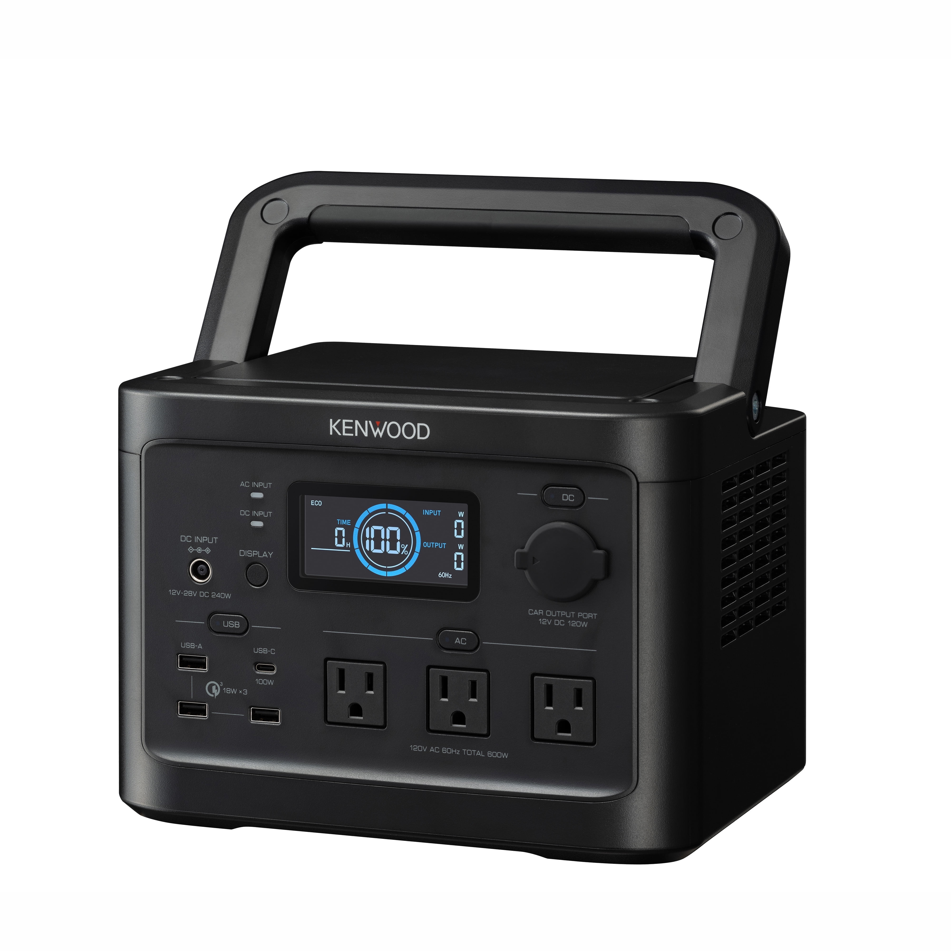 KENWOOD Portable Power Station BN-RK510, 512Wh Backup Lithium Battery, 120V/600W AC Outlets, USB ...