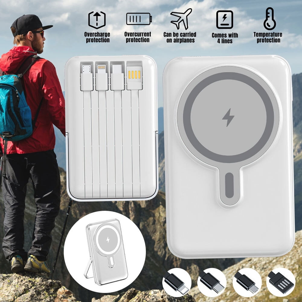 KEPEAK 10000mAh Wireless Portable Charger, Foldable Magnetic Power Bank ...