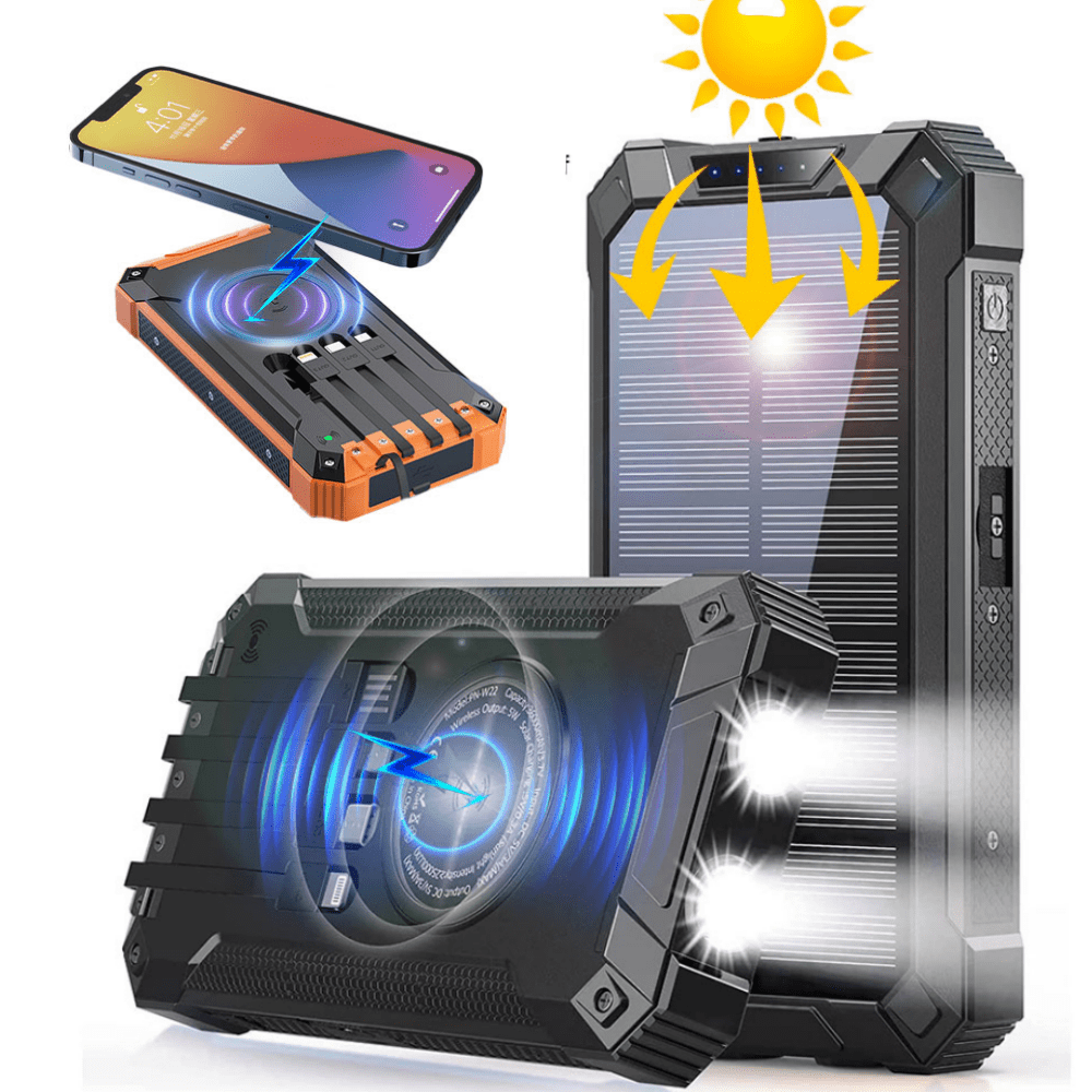 KEPEAK 20000mAh Solar Power Bank Battery Pack Qi Wireless, Portable ...