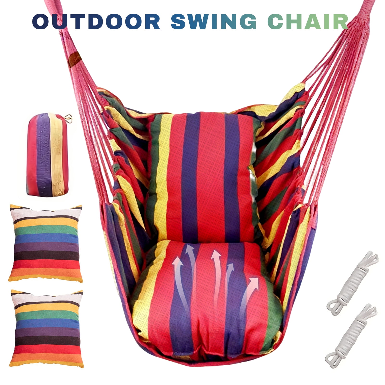 KEPEAK Hammock Chair Swing Portable Cotton Camping Hanging Seat for Outdoor Indoor Support 330 ...