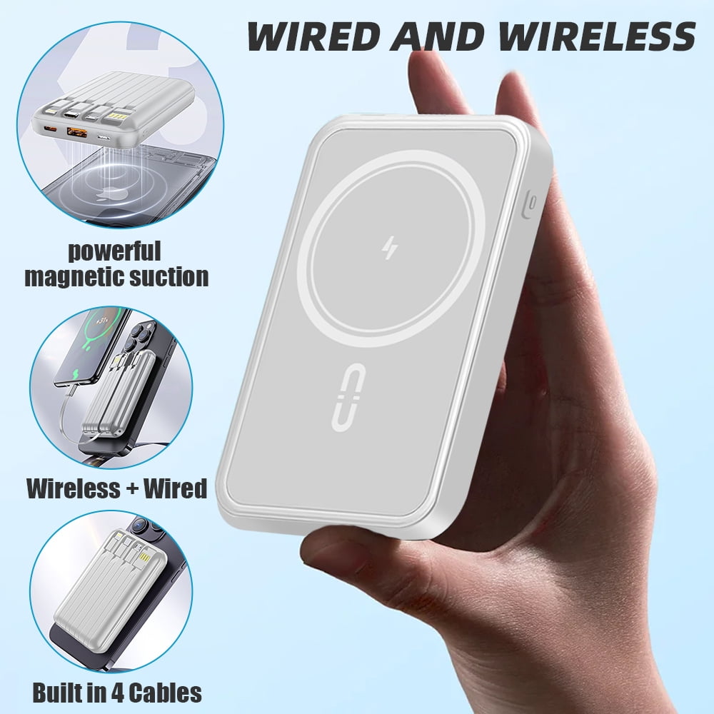 DFITO Magnetic Wireless Power Bank, Portable 10000mAh Charger with ...