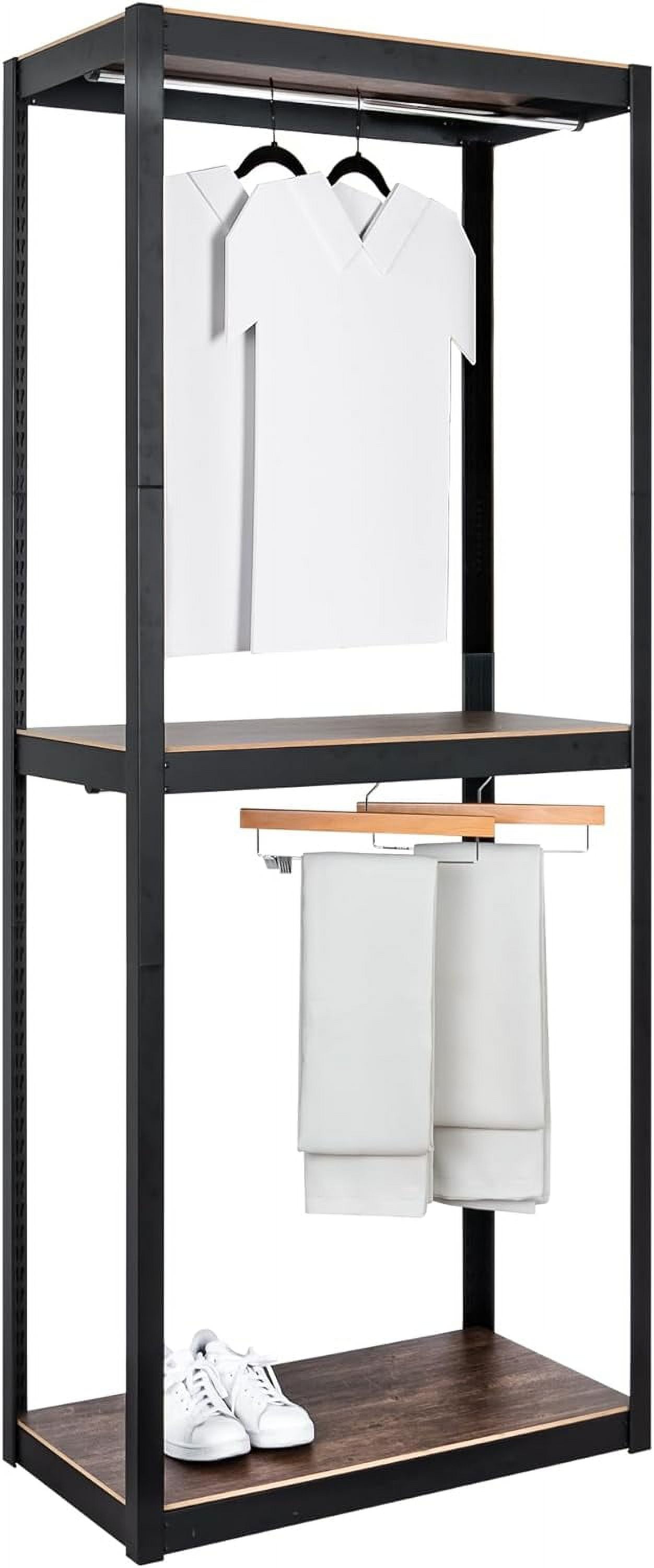 KEPSUUL Heavy Duty Customizable Shelf + 1 Hanger Clothing Adjustable ...