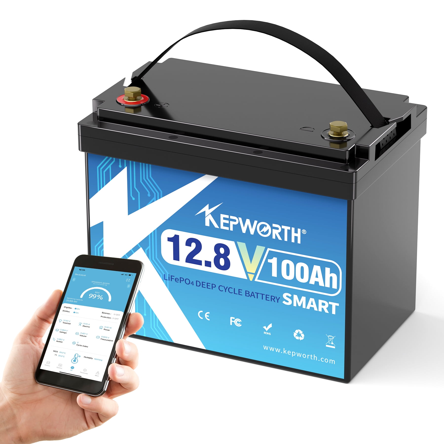 KEPWORTH 12V 100Ah LiFePO4 Lithium Battery with 100A BMS - Walmart.com