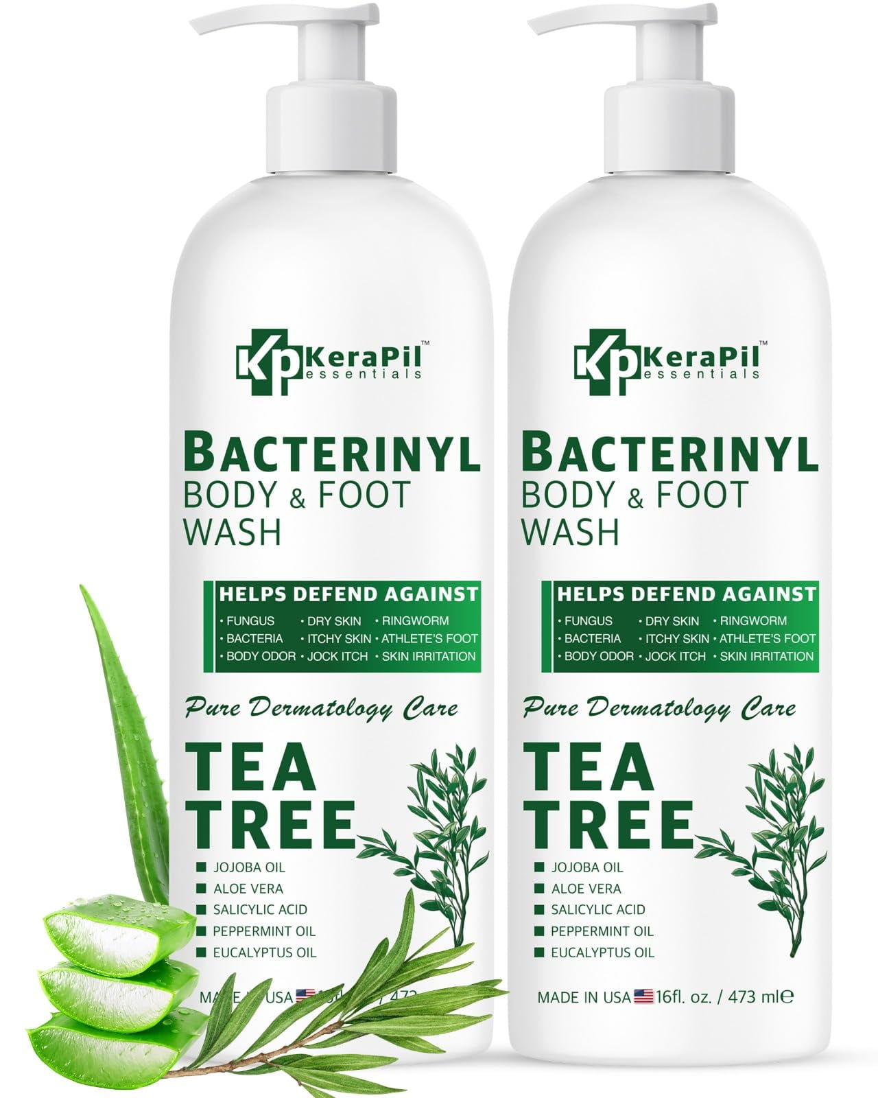 KERAPIL Bacterinyl Tea Tree TGF4 Body Wash, Often Chosen Antifungal ...