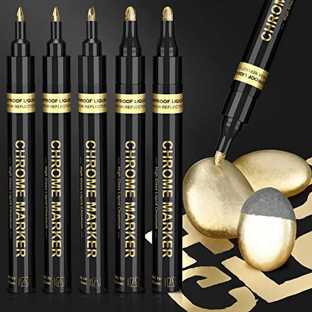 KERIFI Art Liquid Gold Chrome Markers, Reflective Gloss Metallic Set ...