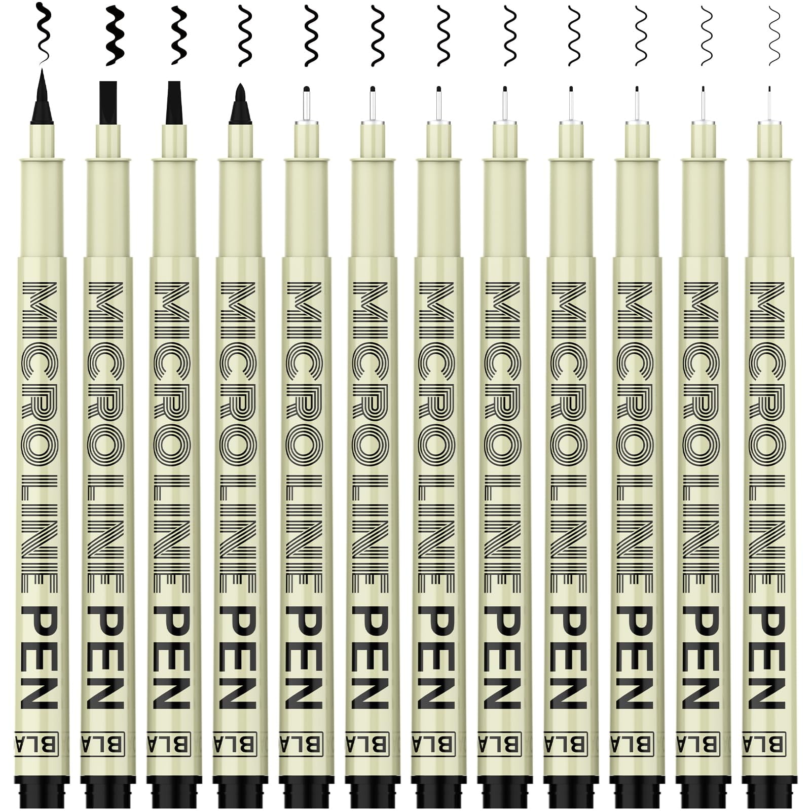 KERIFI Micro-Pen Fineliner Ink Pens, 12 Pack Black Fine Point Drawing ...