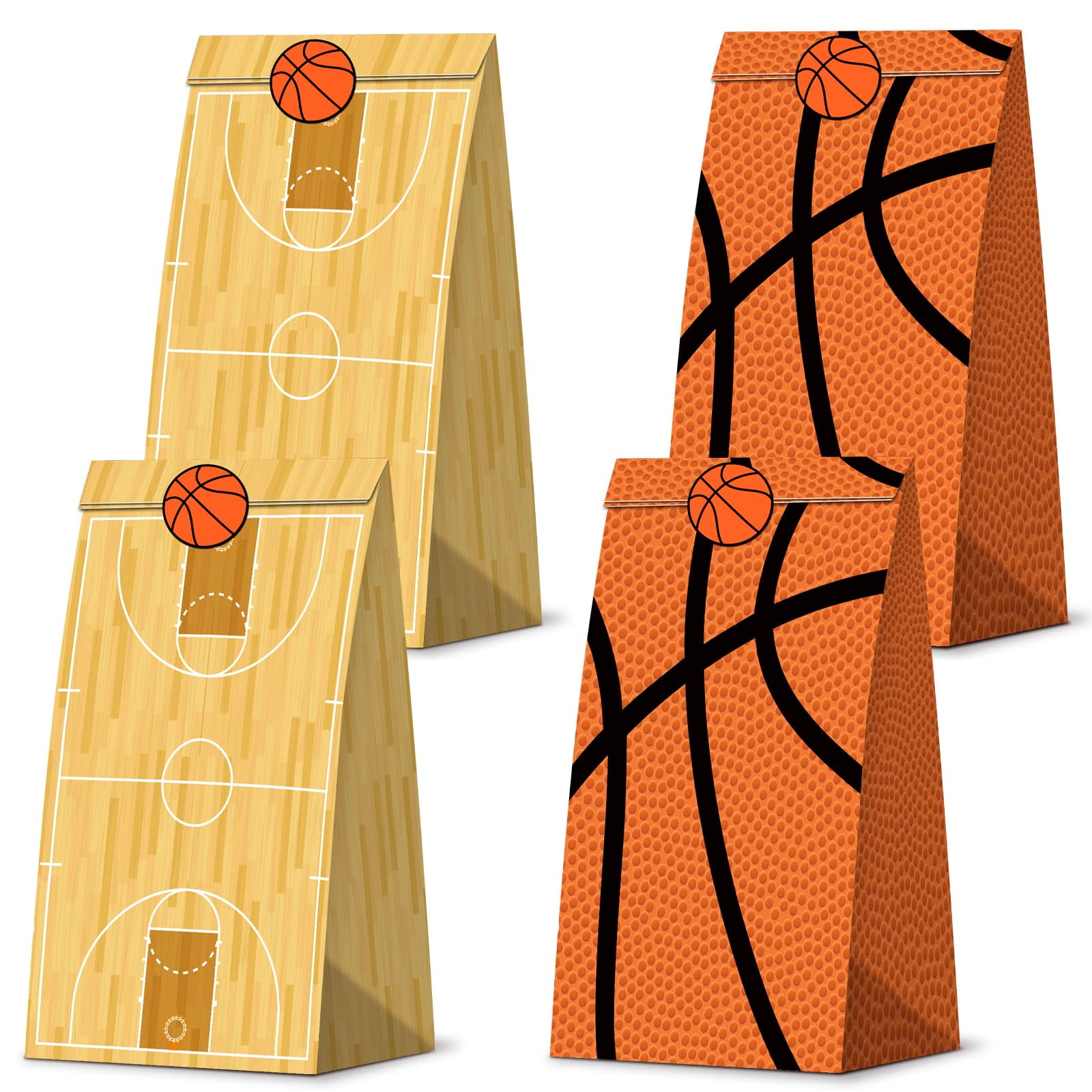 KERINGO 30 Pack Basketball TSF6 Party Decorations Basketball Gift Bags Paper Treat Snacks Bags ...