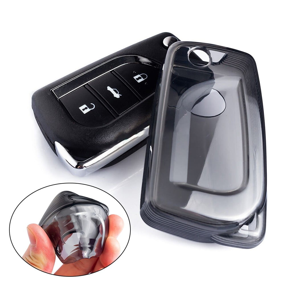 KERISTE 1Pcs Black Transparent Flip Car Key Fob Case Cover for Toyota ...