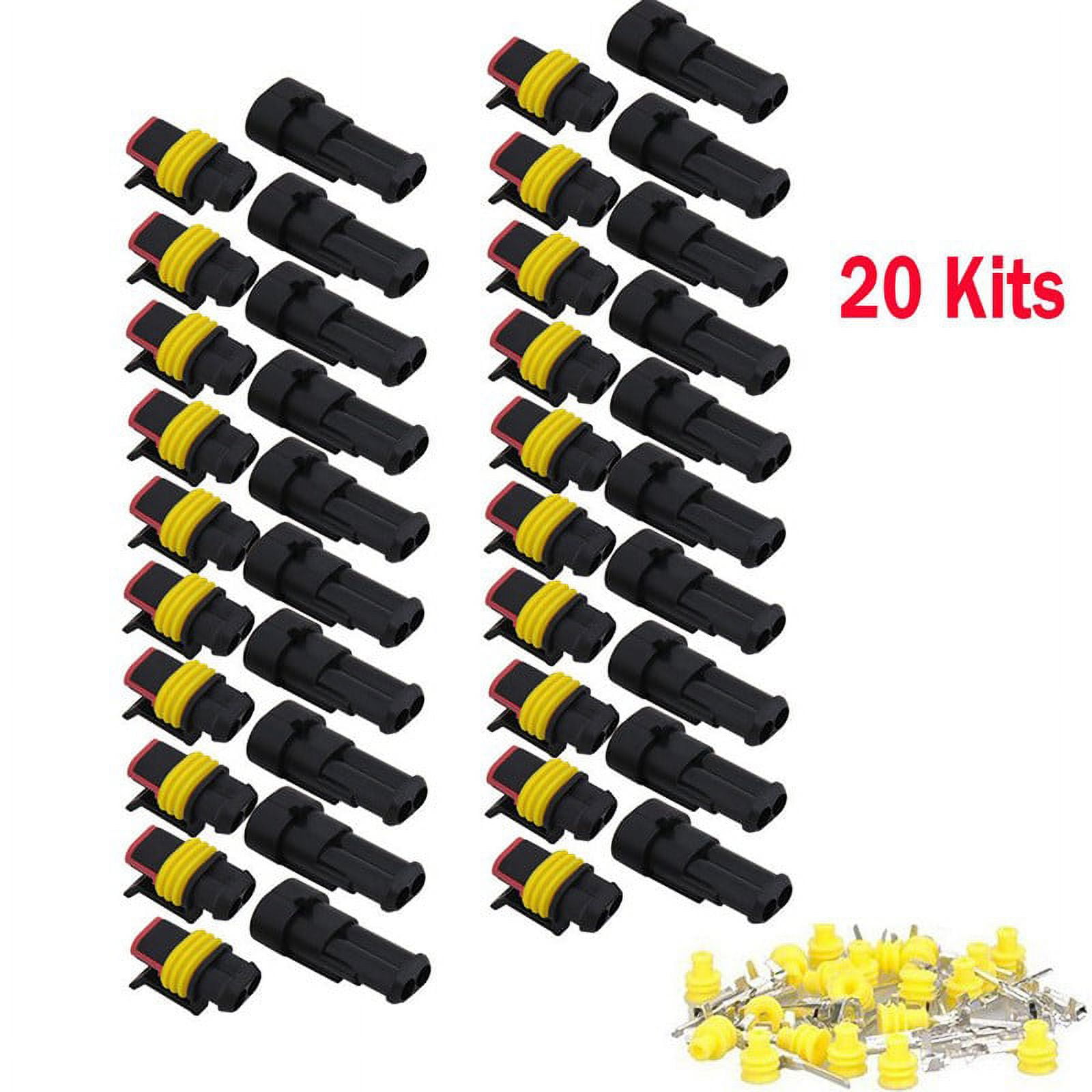 KERISTE 20 Set Car 2-Pin Way Sealed Waterproof Electrical Wire Auto ...