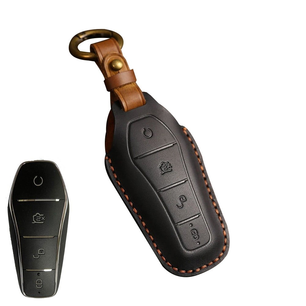 KERISTE Leather Car Remote Key Fob Cover Case for Byd Atto 3 Black ...