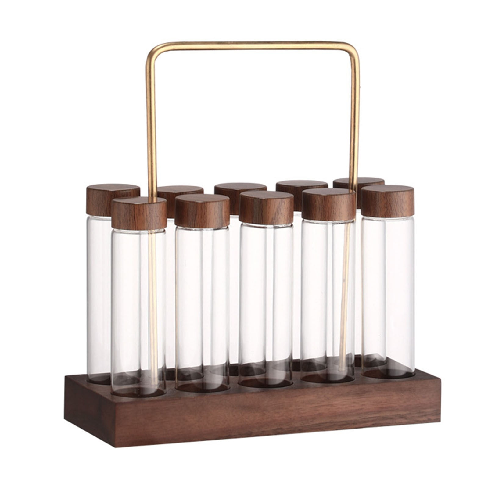 KERISTY Premium Glass Coffee Bean Storage Tubes Wooden Holder Stand ...