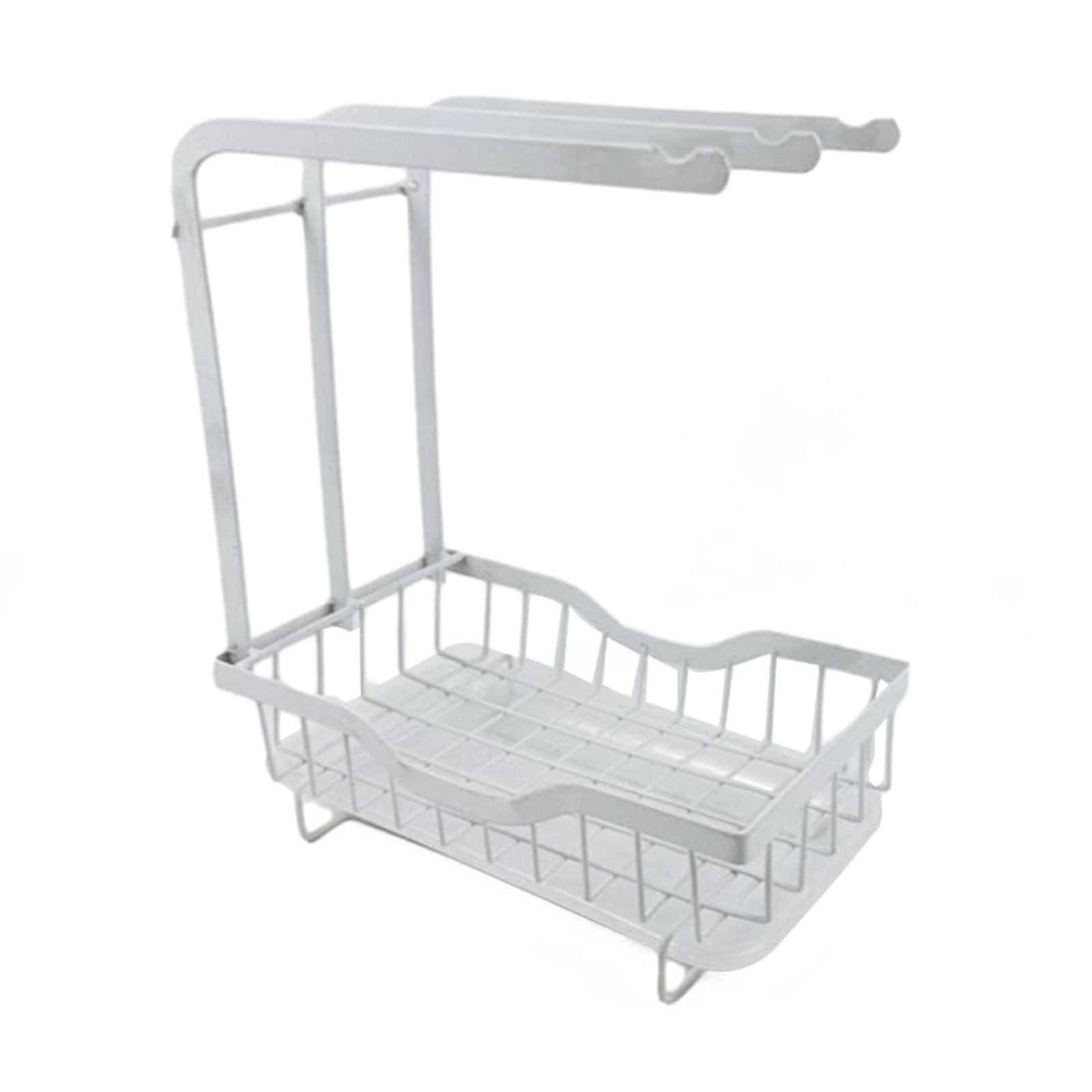 KERISTY Sponge Holder Sink Drain Rack with Rag Pole Drain Tray for ...