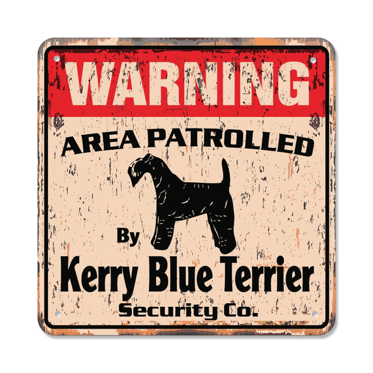 KERRY BLUE TERRIER Vintage Security Sign Area Patrolled watchdog dog ...