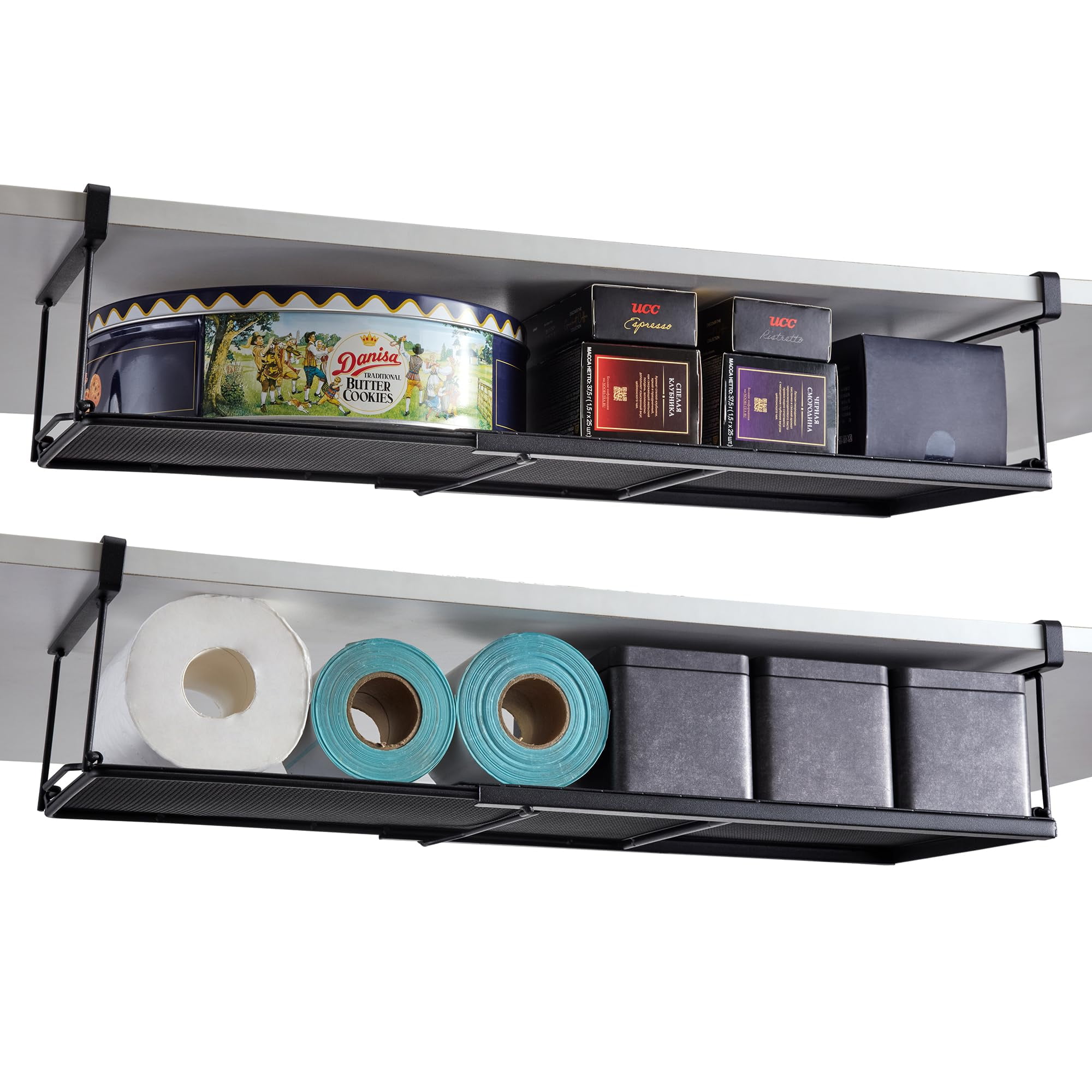 KERUYUNLA Hanging Extendable Under Shelf Storage Basket (2 Pack), Metal ...