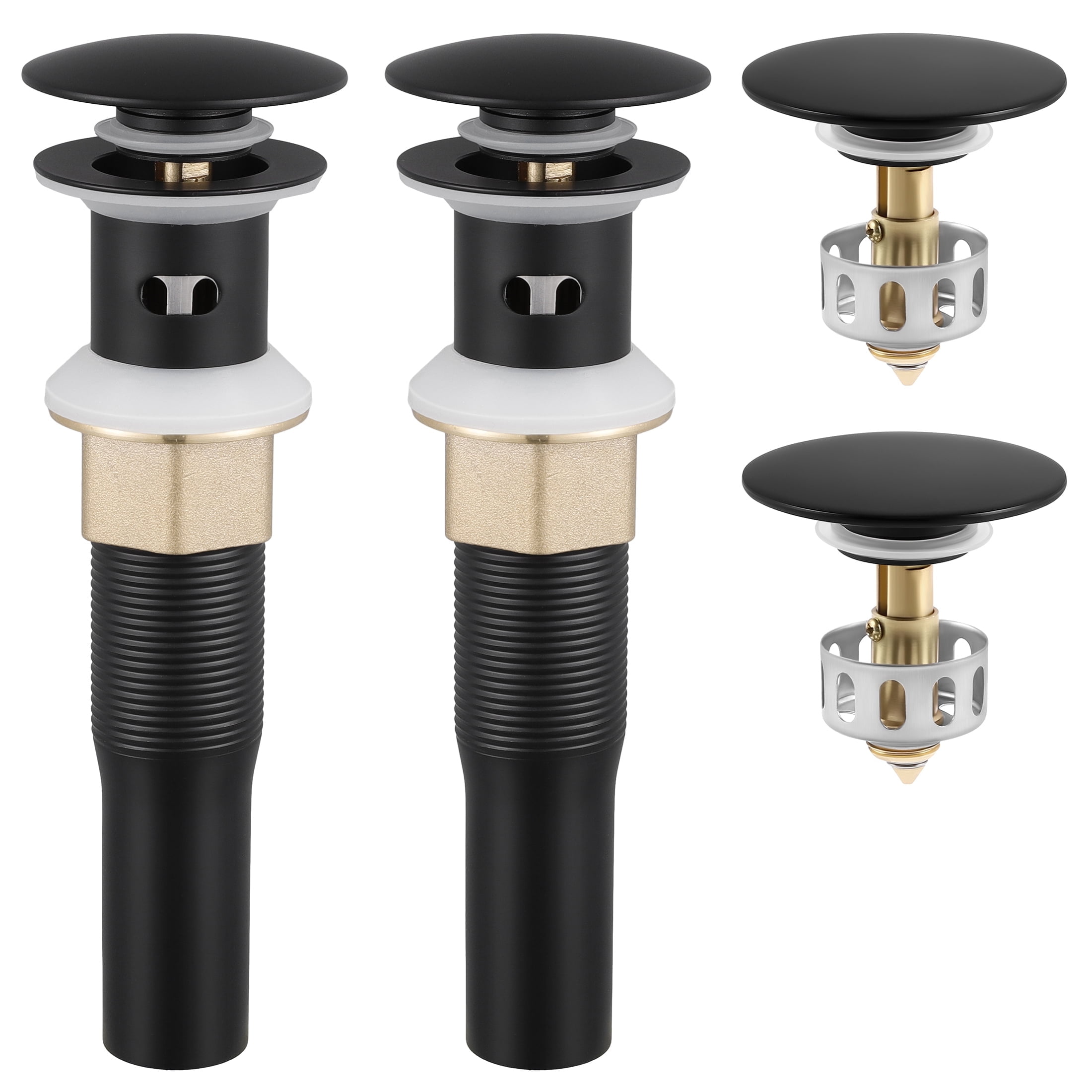 KES All Metal Bathroom Sink Drain with Overflow, 2 Pack Lavatory Vanity ...