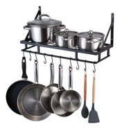 Free Shipping! Sorbus Kitchen Wall Pot Pan Rack,With 10 Hooks,Black ...
