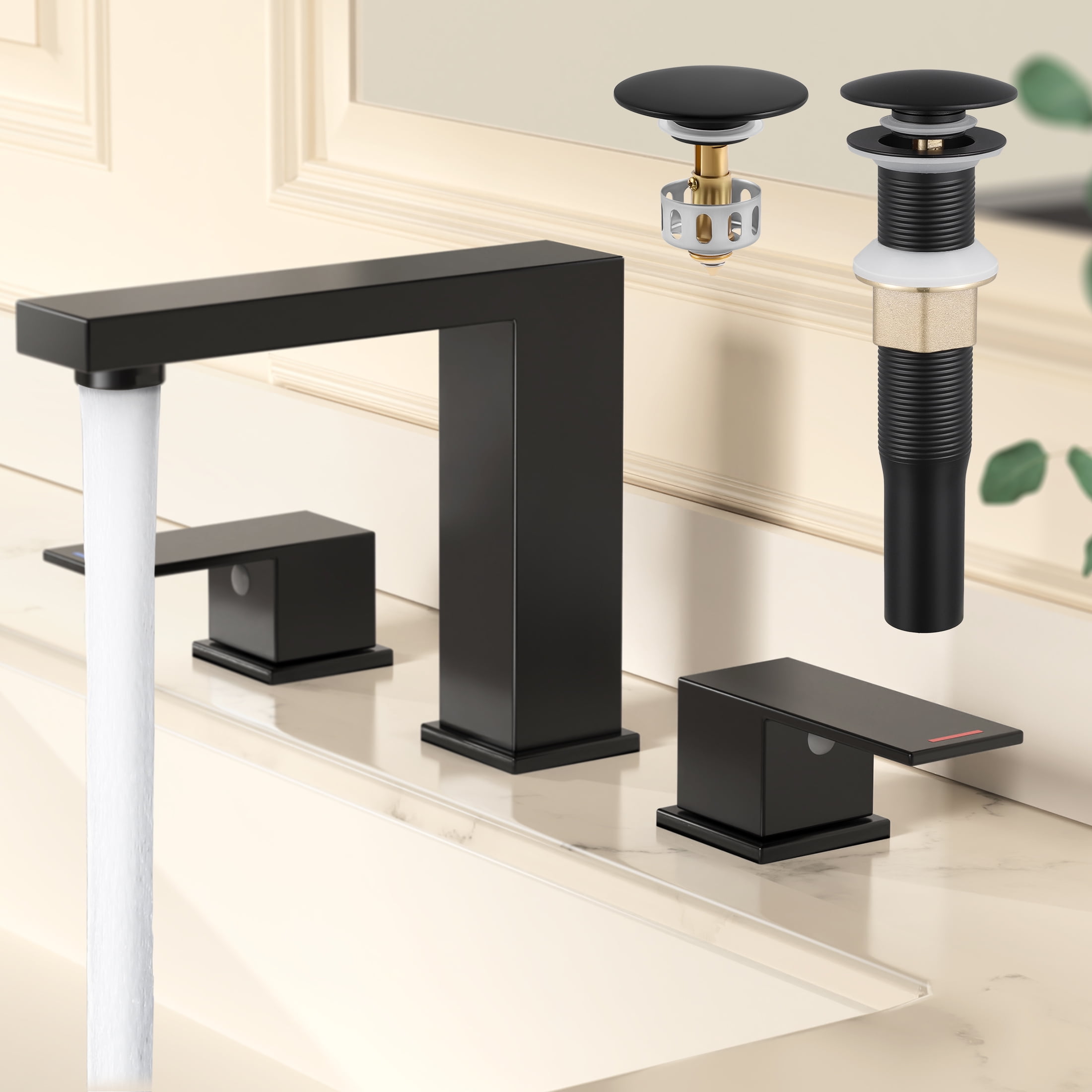 KES All Metal Black Bathroom Faucet with Pop Up Drain No Overflow, 8 ...