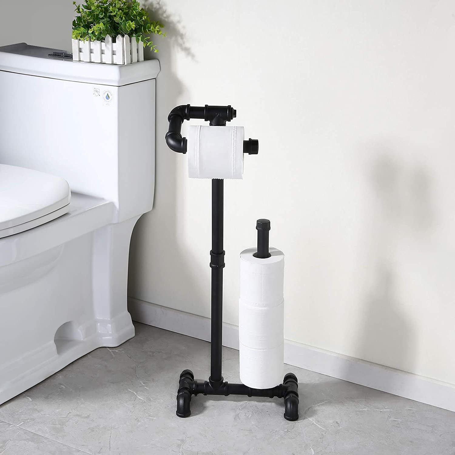 KES Toilet Paper Holder Stand with Reserve Industrial Pipe Toilet Paper ...